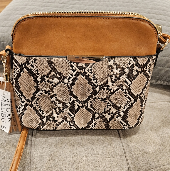 Malibu Skye | Bags | Malibu Skye Crossbody Snakeskin And Brown | Poshmark